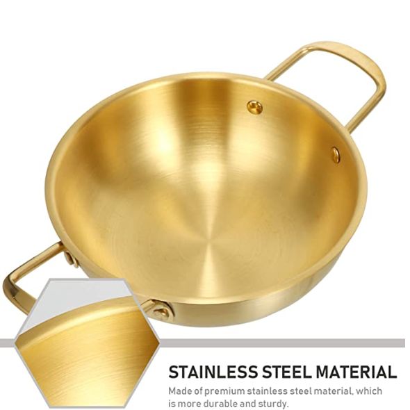 Stainless Steel Wok Pan Golden – Bakeware.pk